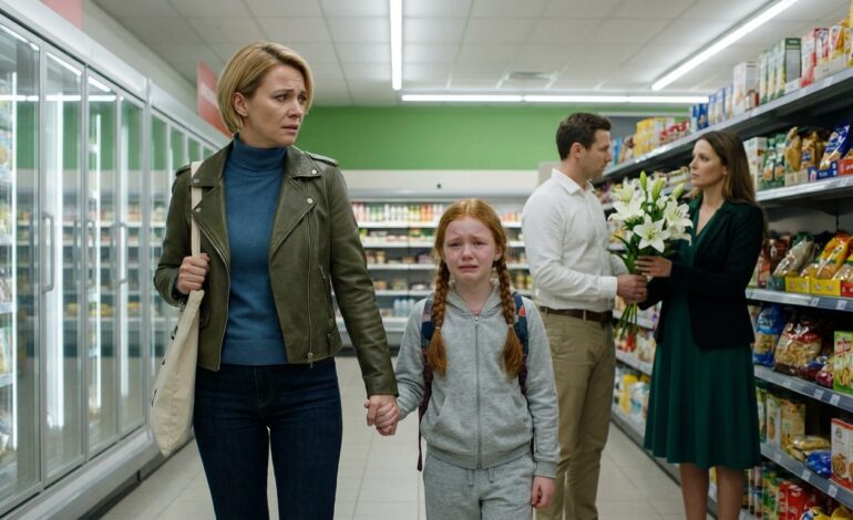 At the grocery store, my daughter froze: "Mom... that woman with Dad ...